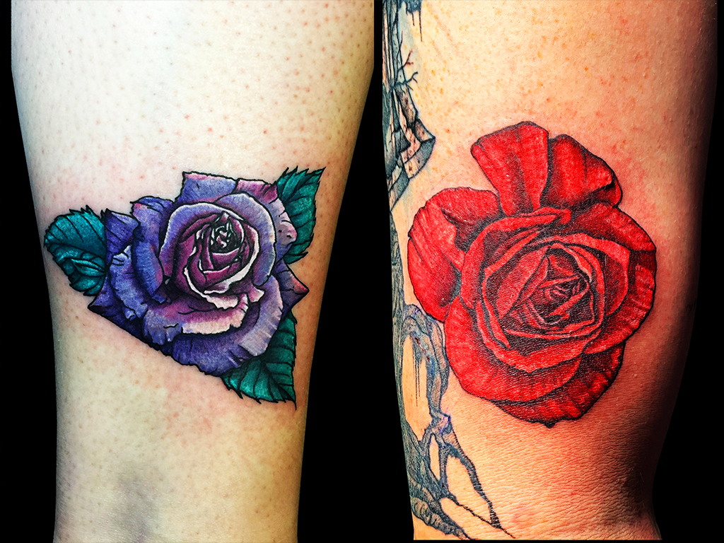 Purple Rose Tattoo Cover Up