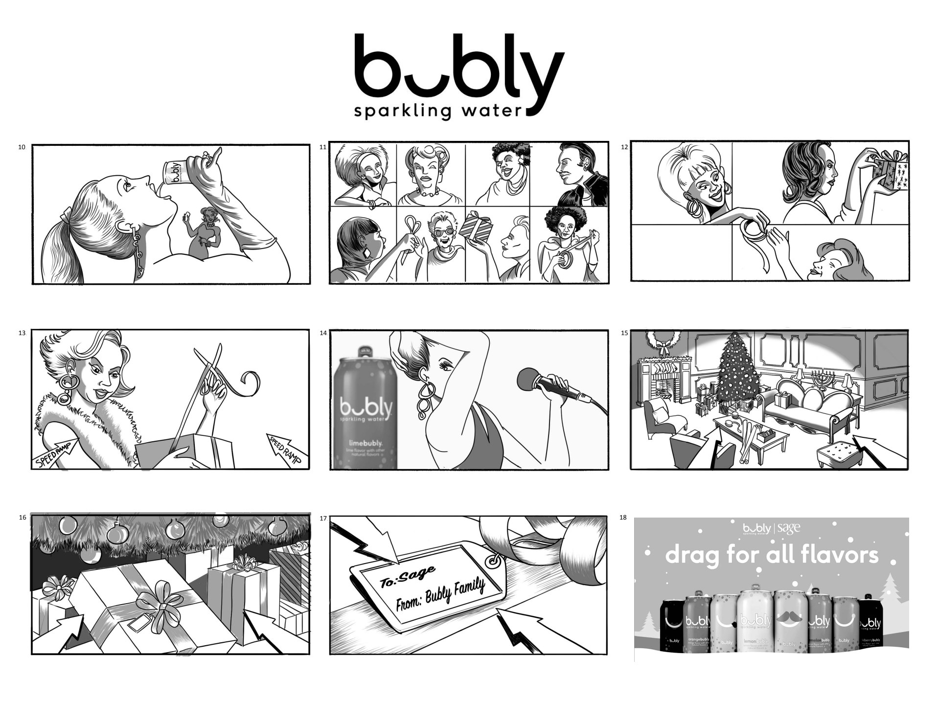 #DragForAllFlavors: Bubly Holiday Campaign - Storyboard Artist Luis ...