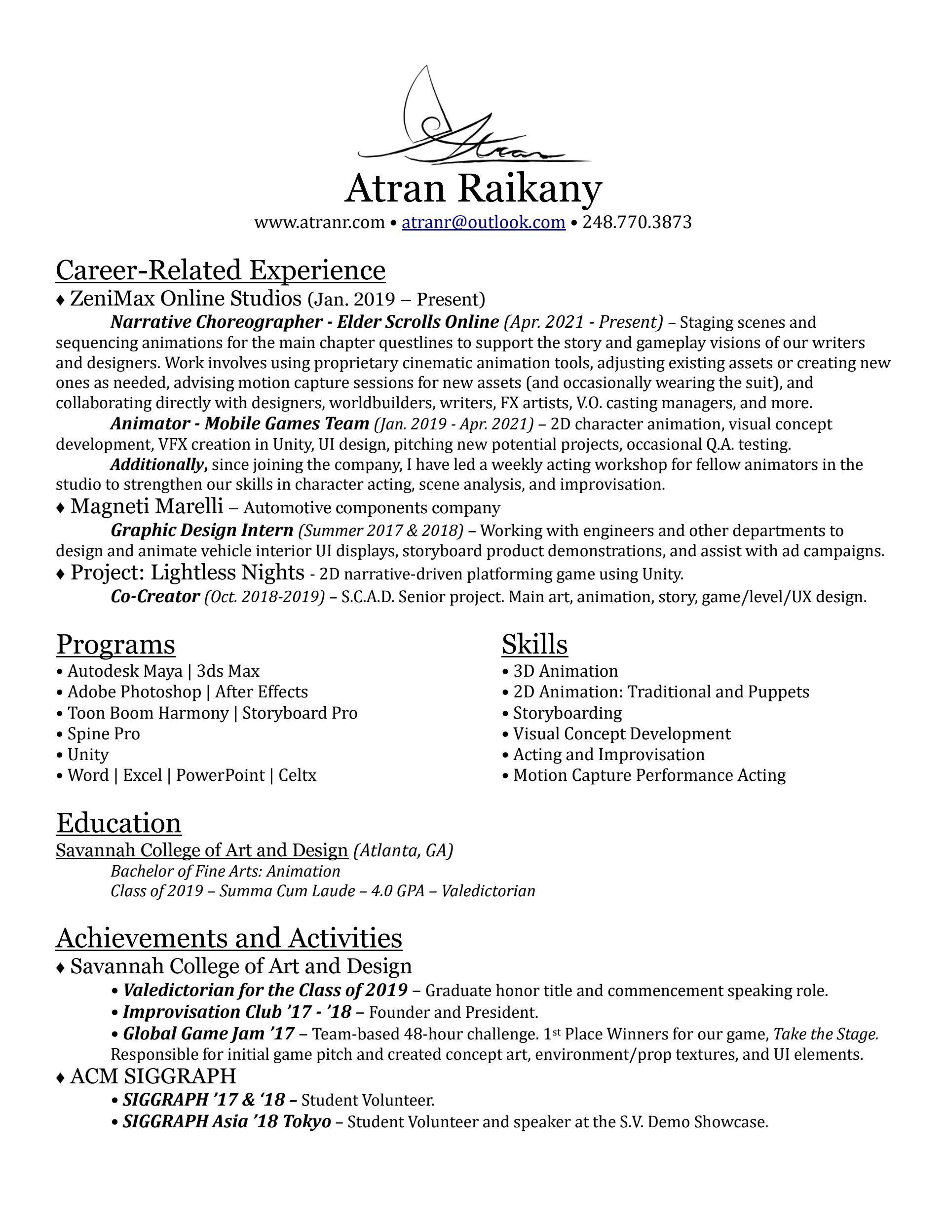 Resume - Atran Raikany