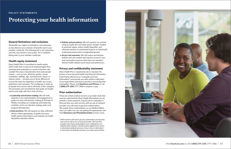 Dean Health Plan by Medica 2024 Plan Books - Sally Manzano Designs