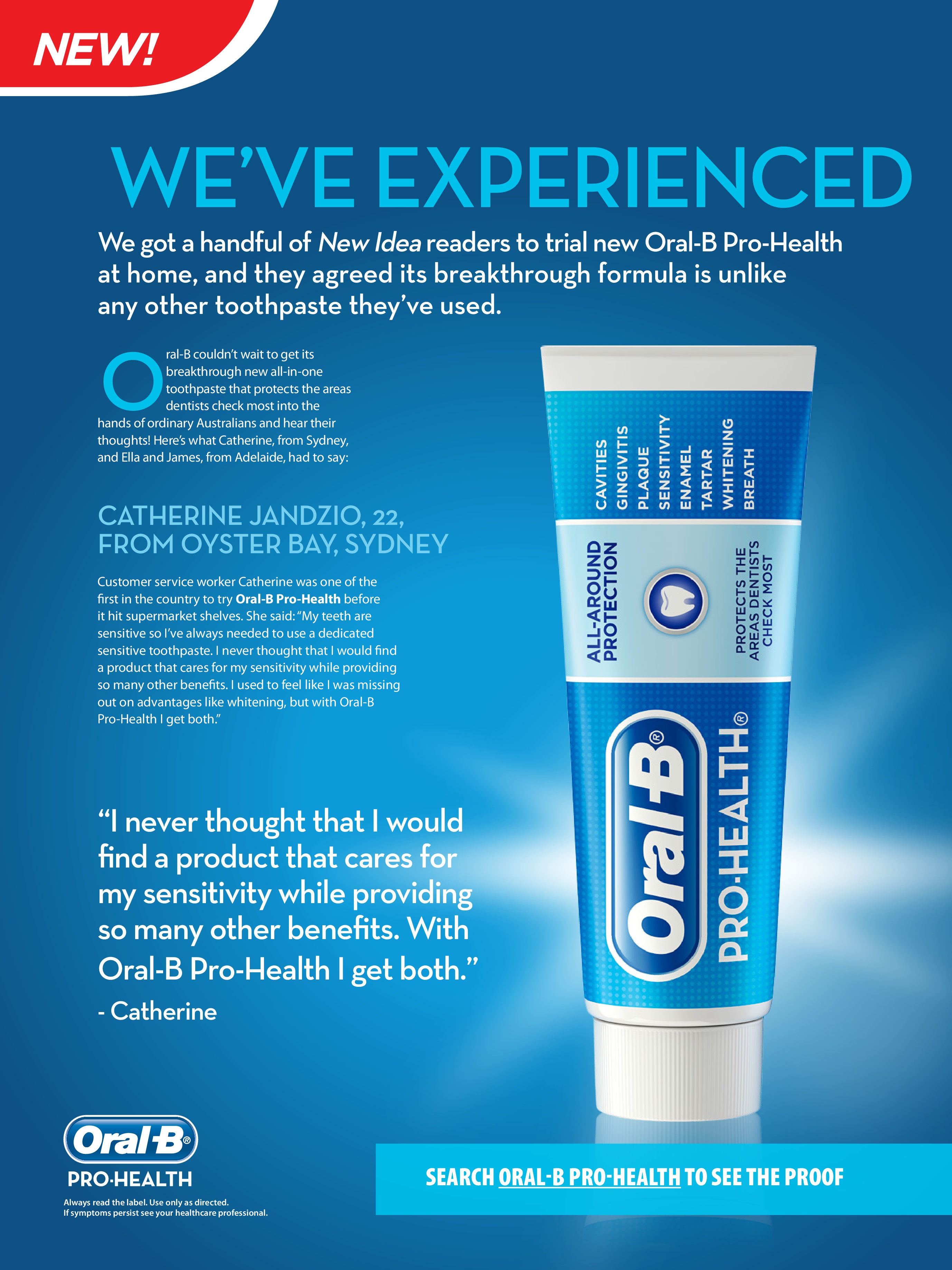 Oral-B Pro-Health Toothpaste launch collateral in New Idea magazine ...