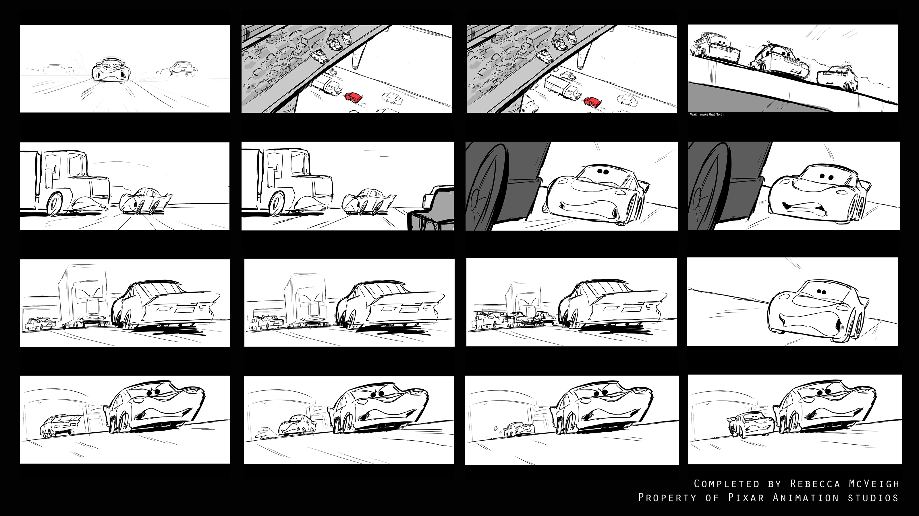 Cars Storyboards - Art of Rebecca McVeigh