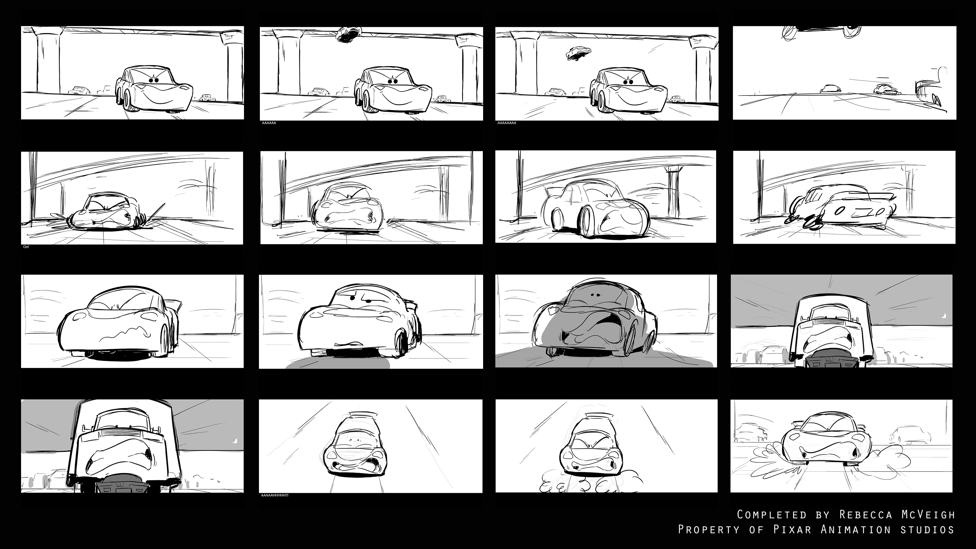 Cars Storyboards - Art of Rebecca McVeigh