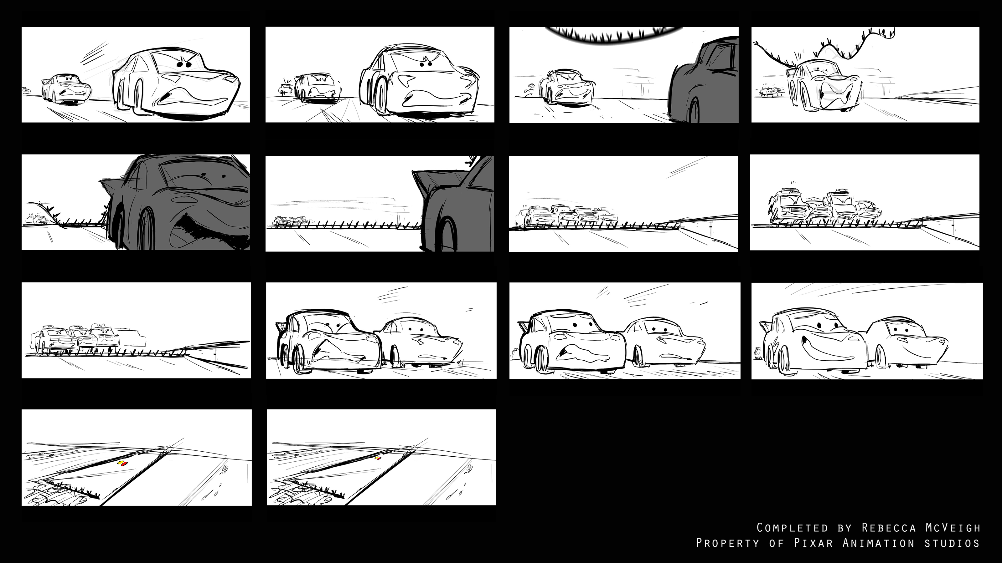 Cars Storyboards - Art of Rebecca McVeigh