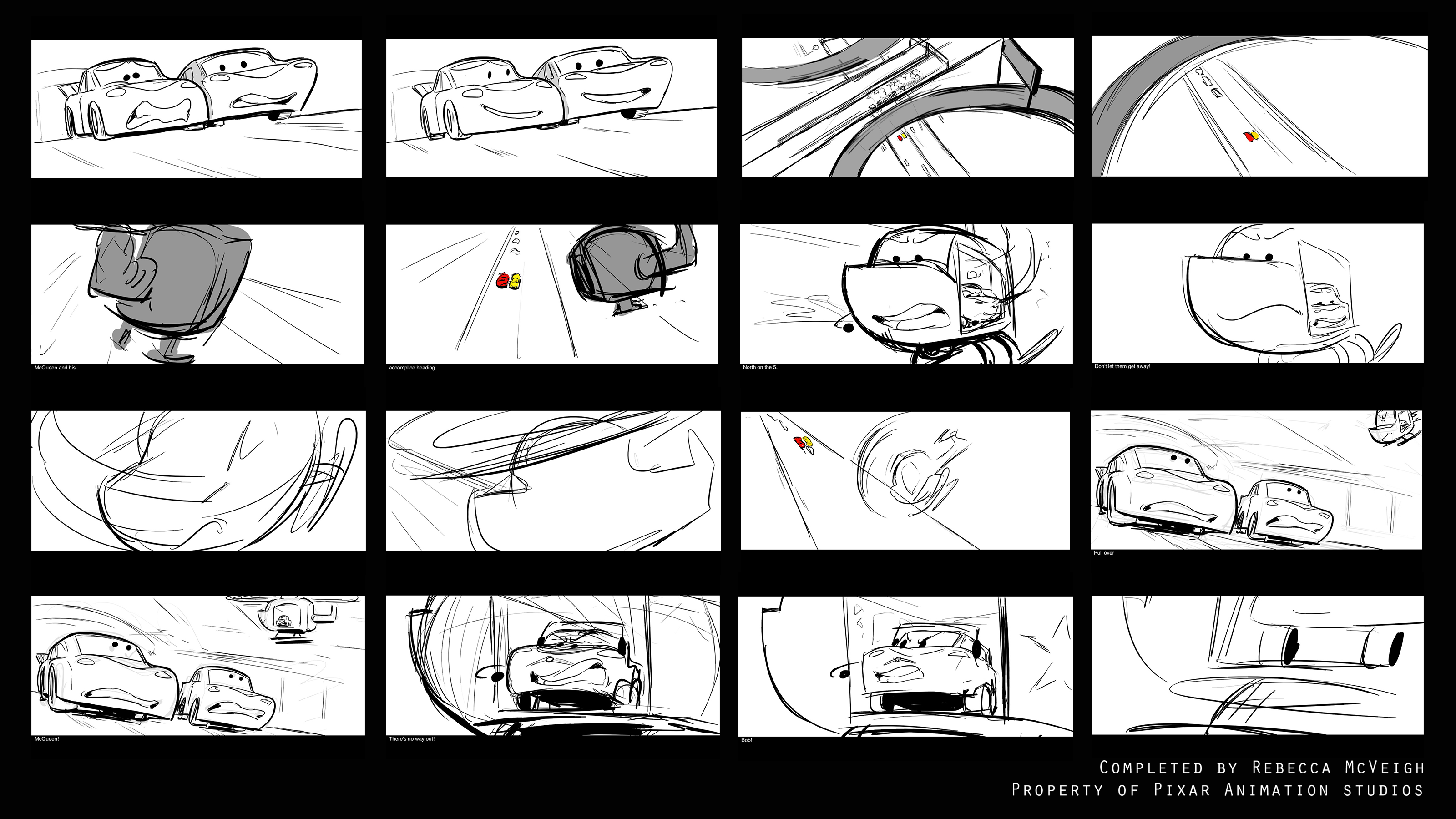 Cars Storyboards - Art of Rebecca McVeigh