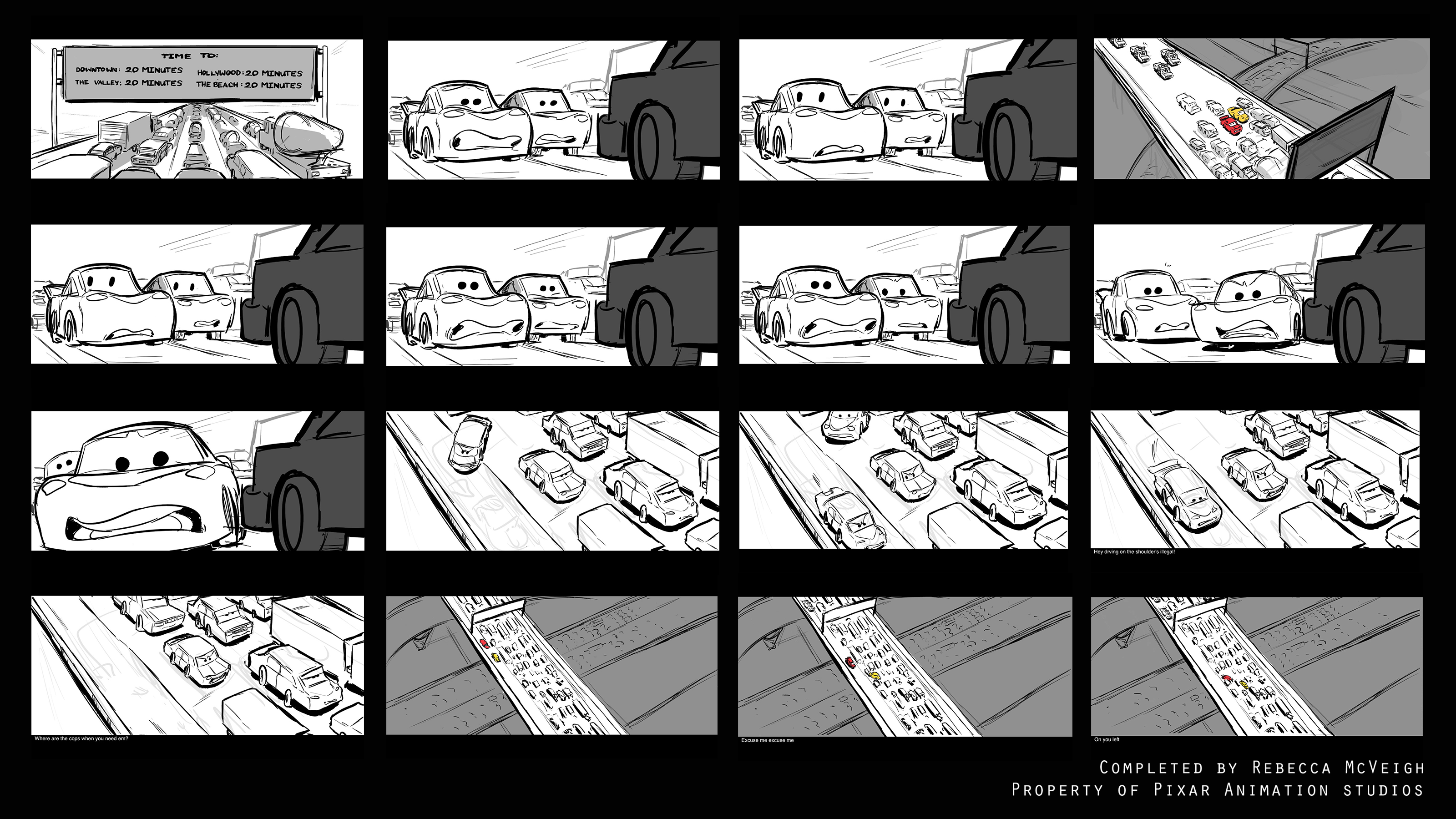 Cars Storyboards - Art of Rebecca McVeigh