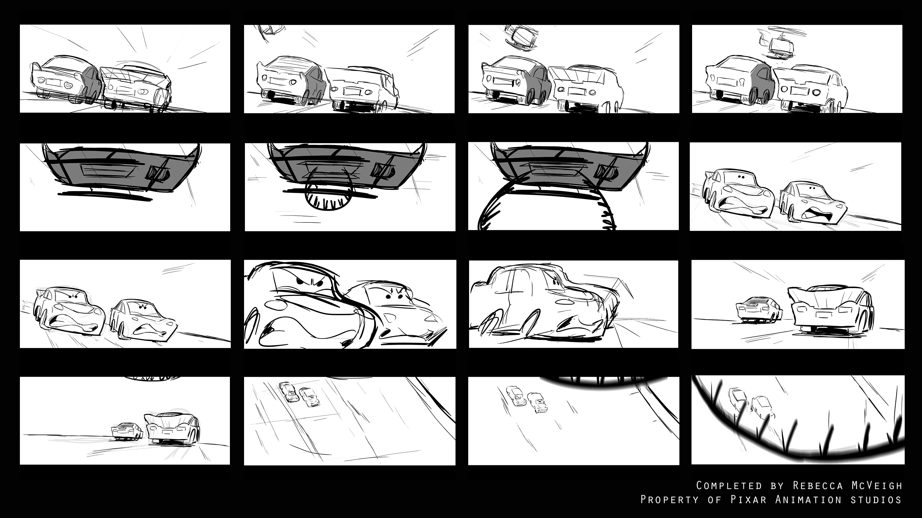 Cars Storyboards - Art of Rebecca McVeigh