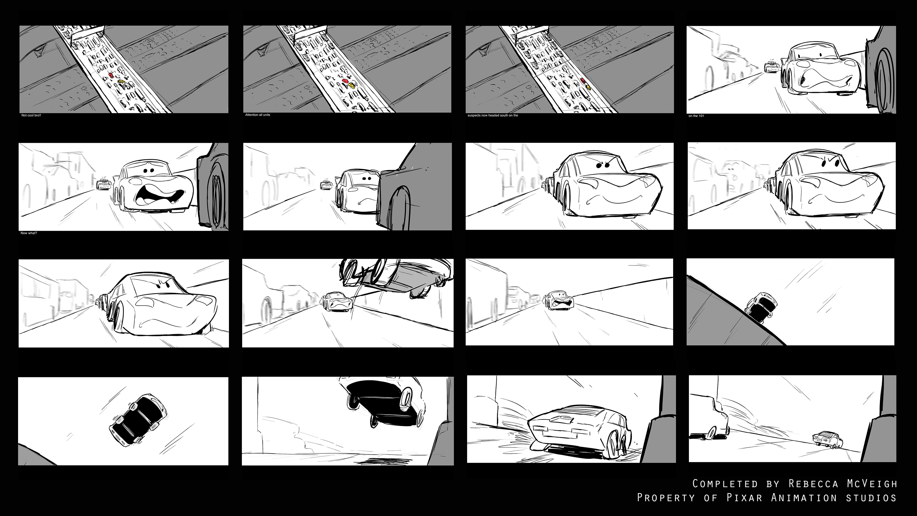 Cars Storyboards - Art of Rebecca McVeigh