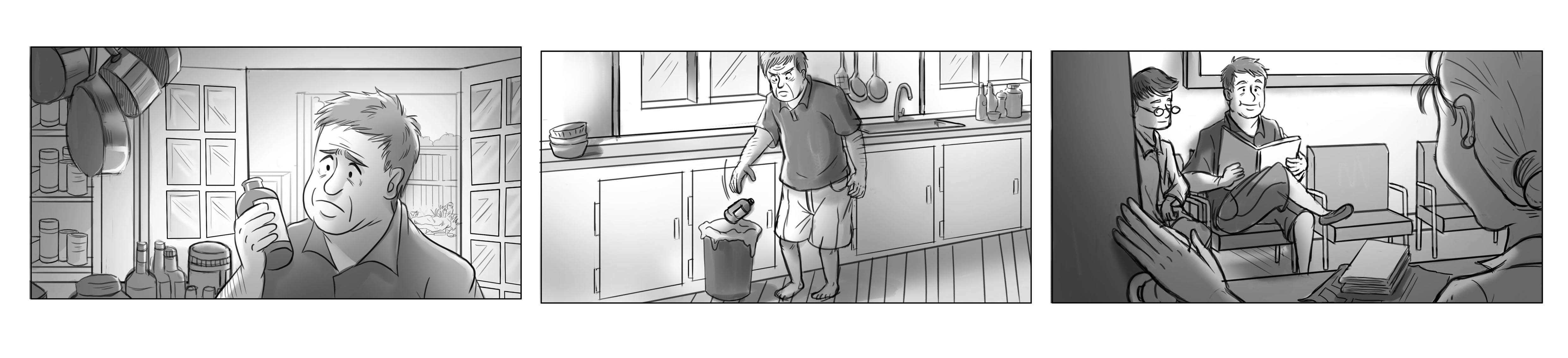 Black and white storyboard example. - thomas Illustrator