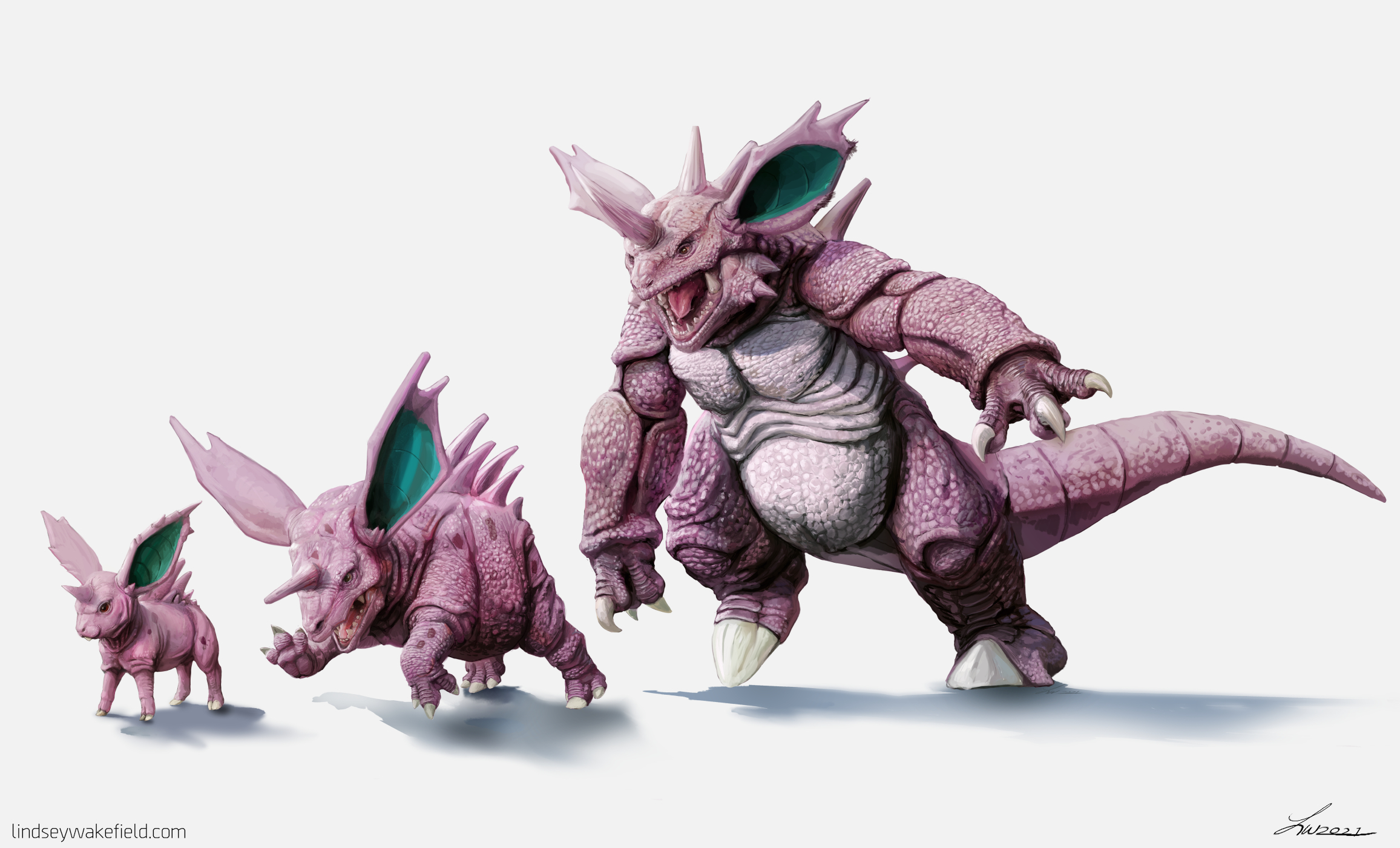 Pokemon: Nidorino, Nidoran, and Nidoking - The Art of Lindsey Wakefield